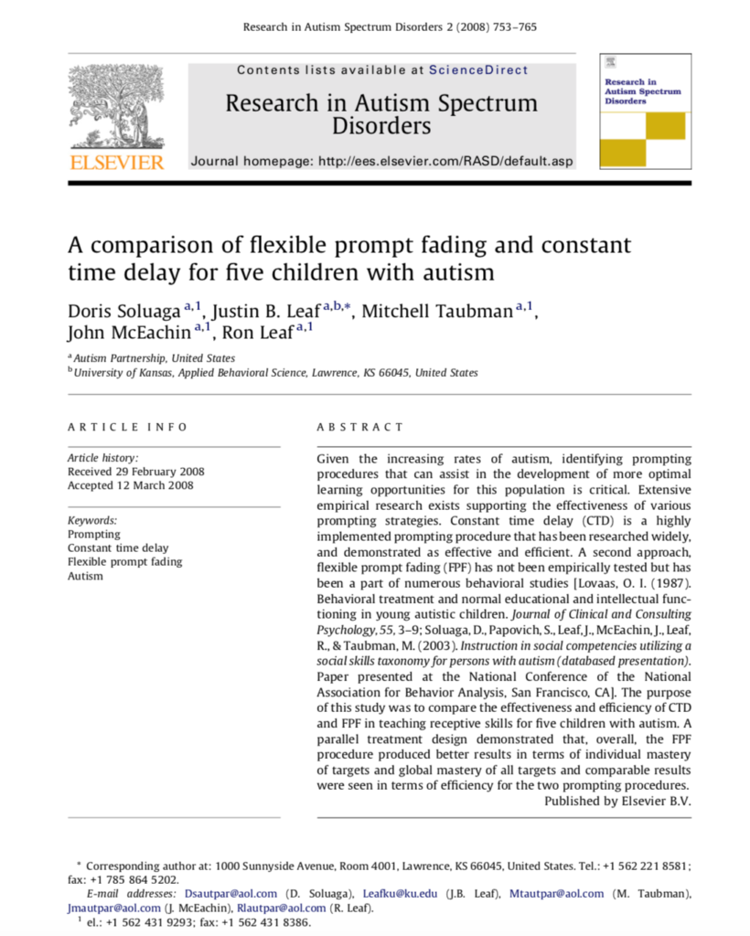 A Comparison of Flexible Prompt Fading and Constant Time Delay for Five ...