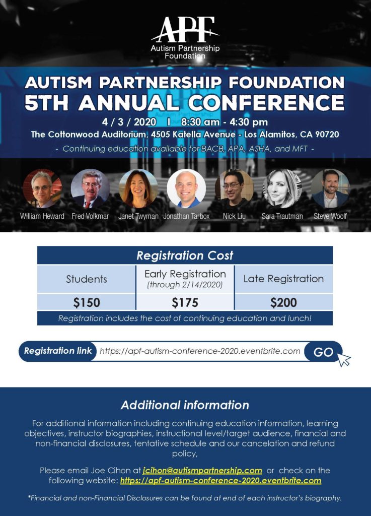 Autism Partnership Foundation 5th Annual Conference 2020 - Autism ...